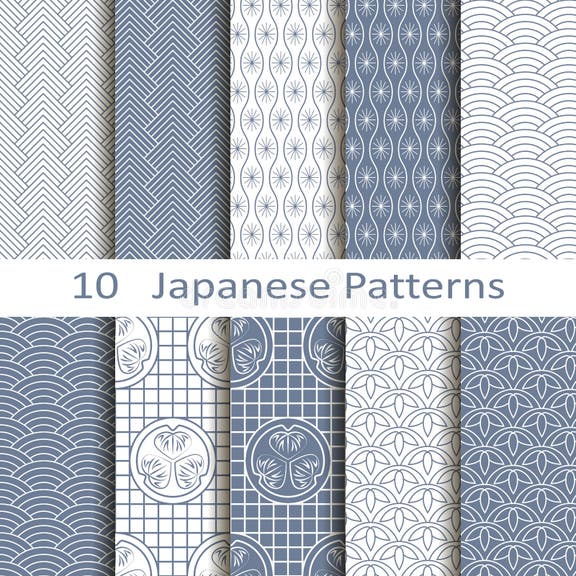 Set of Ten Japanese Patterns Stock Vector - Illustration of japan ...