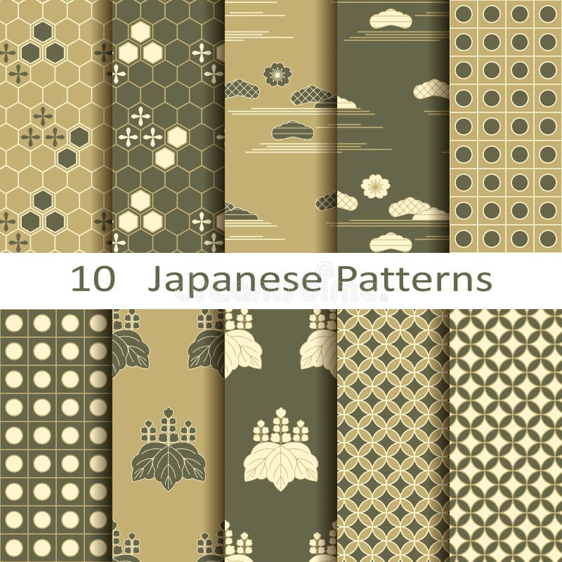 Set of Ten Japanese Patterns Stock Vector - Illustration of japan ...