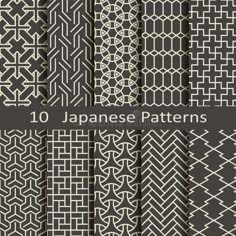 Vector Illustration Set of Seamless Patterns Japanese Stock Vector ...