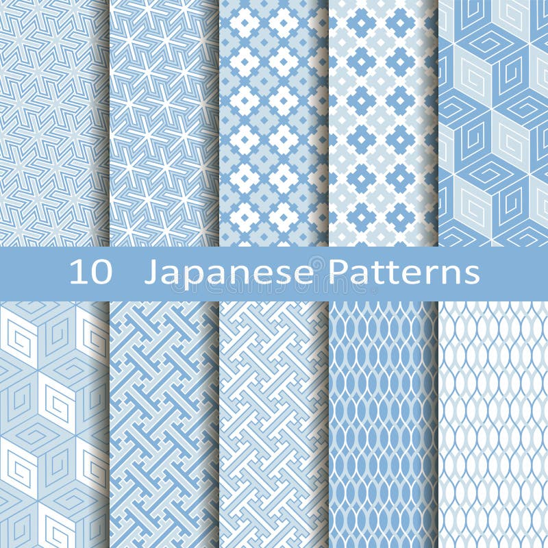 Set of Ten Japanese Patterns Stock Vector - Illustration of lineal ...