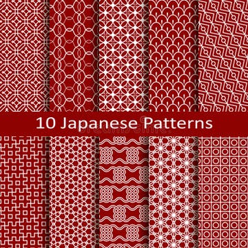 Set of Ten Japanese Patterns Stock Vector - Illustration of japan ...