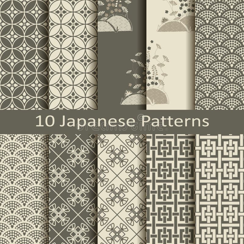 Set of Ten Japanese Patterns Stock Vector - Illustration of japan ...