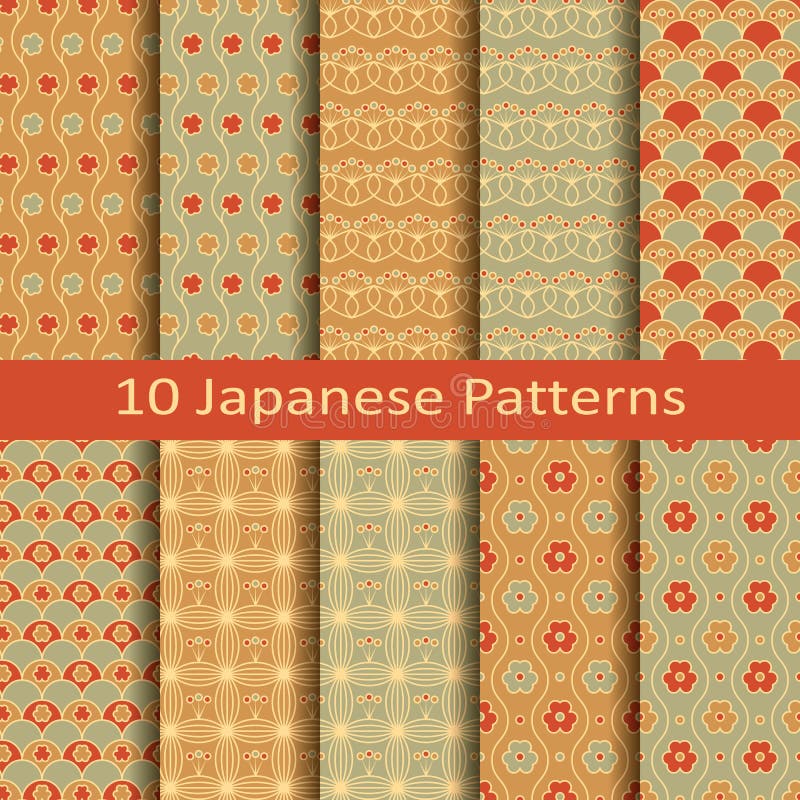 Set of Ten Japanese Patterns Stock Vector - Illustration of modern ...