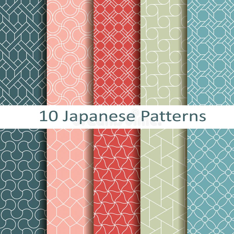 Set of Ten Japanese Patterns Stock Vector - Illustration of glass ...