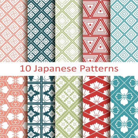 Set of Ten Japanese Patterns Stock Vector - Illustration of classic ...