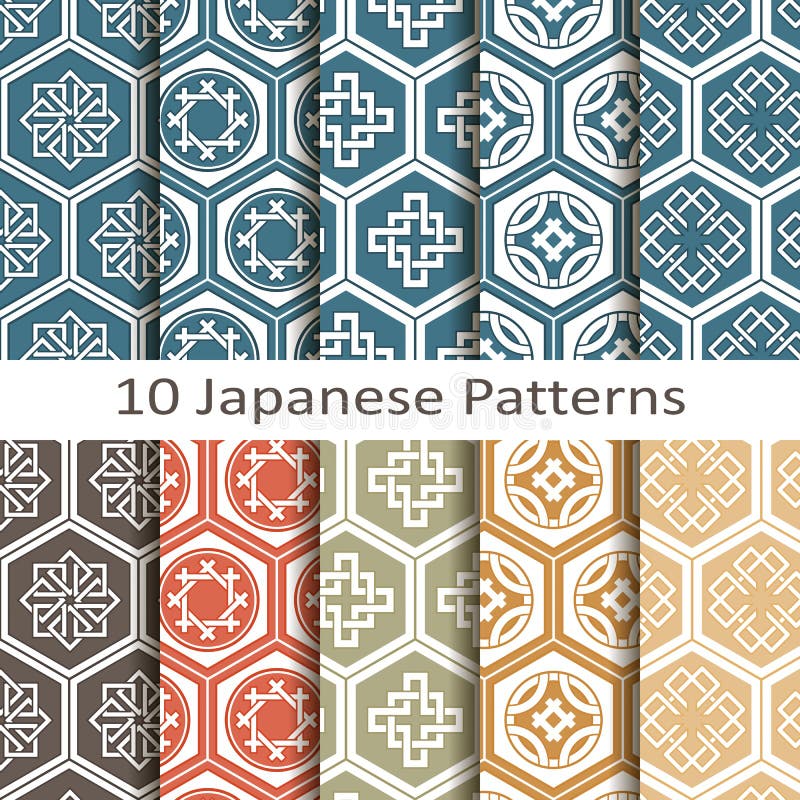 Set of Ten Japanese Patterns Stock Vector - Illustration of japan ...