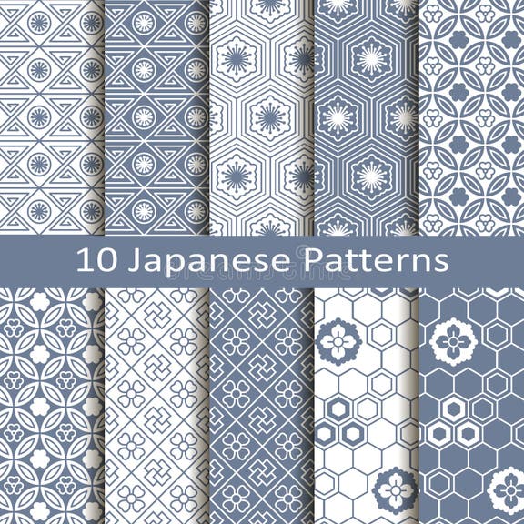 Set of Ten Japanese Patterns Stock Vector - Illustration of wallpaper ...
