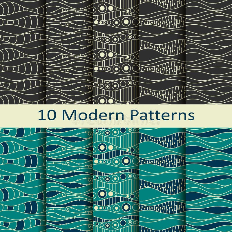 Set of ten modern patterns stock vector. Illustration of vintage - 61286794