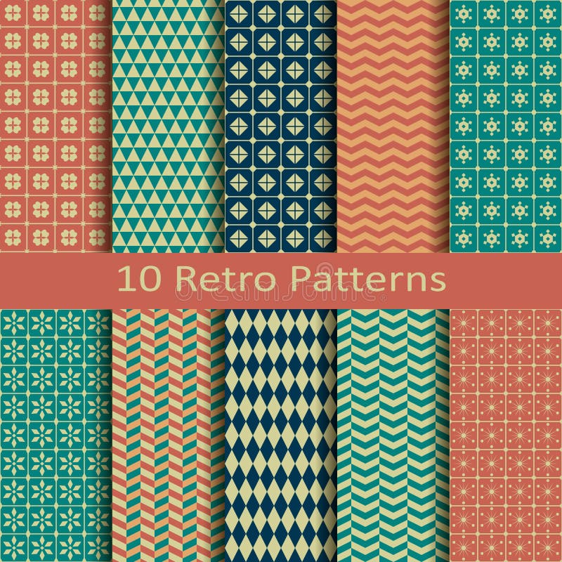 Set of ten retro patterns stock vector. Illustration of line - 52591282