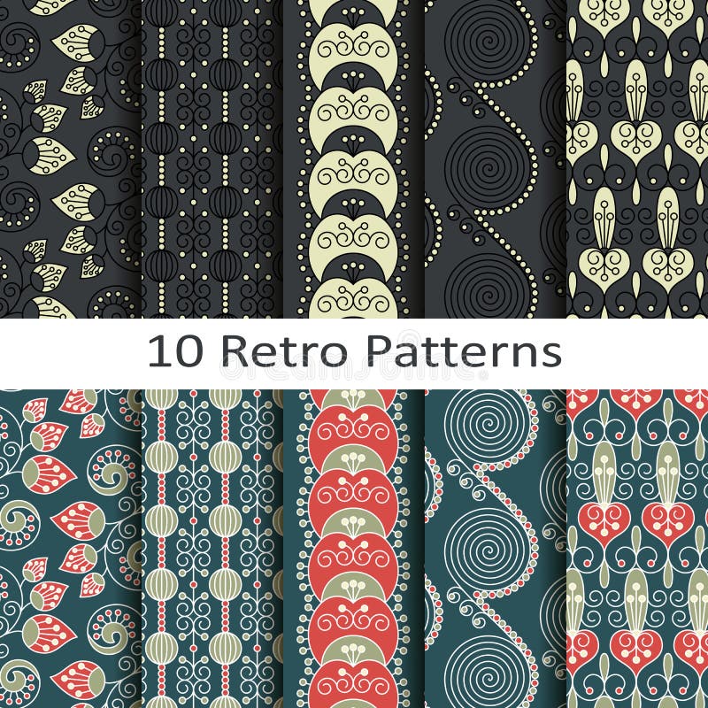 Retro Patterns - Blue Purple Stock Illustration - Illustration of ...