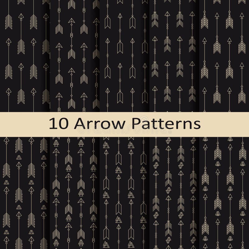 Set of Ten Seamless Vector Arrow Patterns Stock Vector - Illustration ...