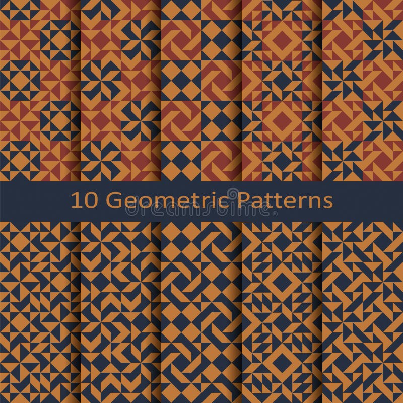 Set of Ten Seamless Vector Geometric Colorful Patterns. Design for ...