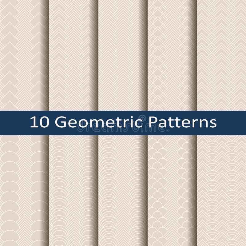 Set of Ten Seamless Vector Geometric Cream Patterns Stock Vector ...