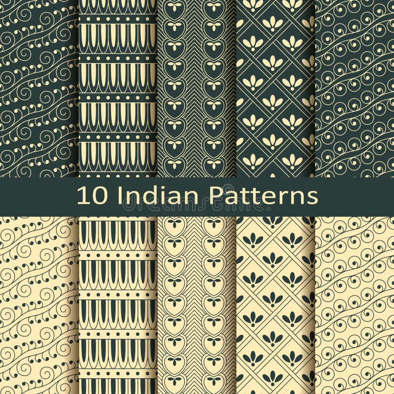 Set of ten indian patterns stock vector. Illustration of retro - 47861763