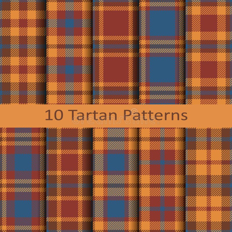 Set of Ten Seamless Vector Tartan Colorful Patterns Stock Vector ...