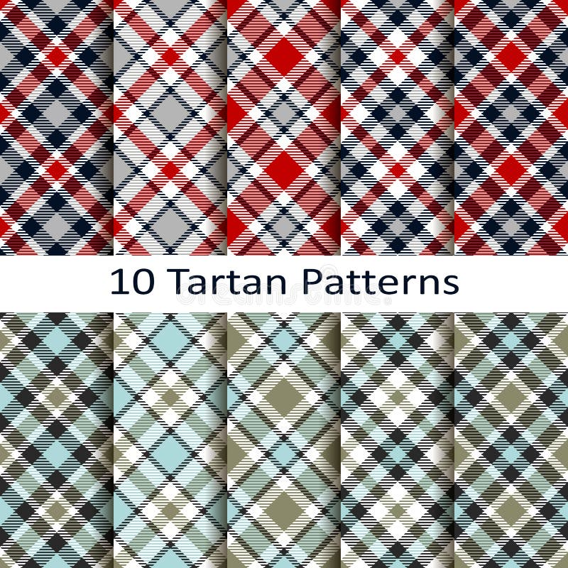 Set of ten tartan patterns stock vector. Illustration of popular - 62963120