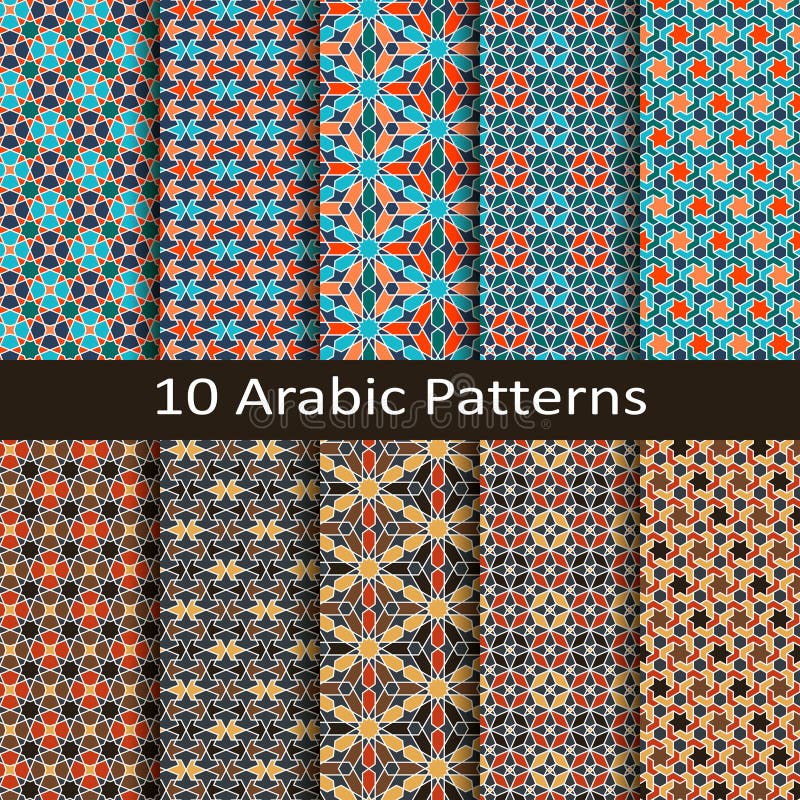Set of Ten Traditional Arabic Patterns Stock Vector - Illustration of ...