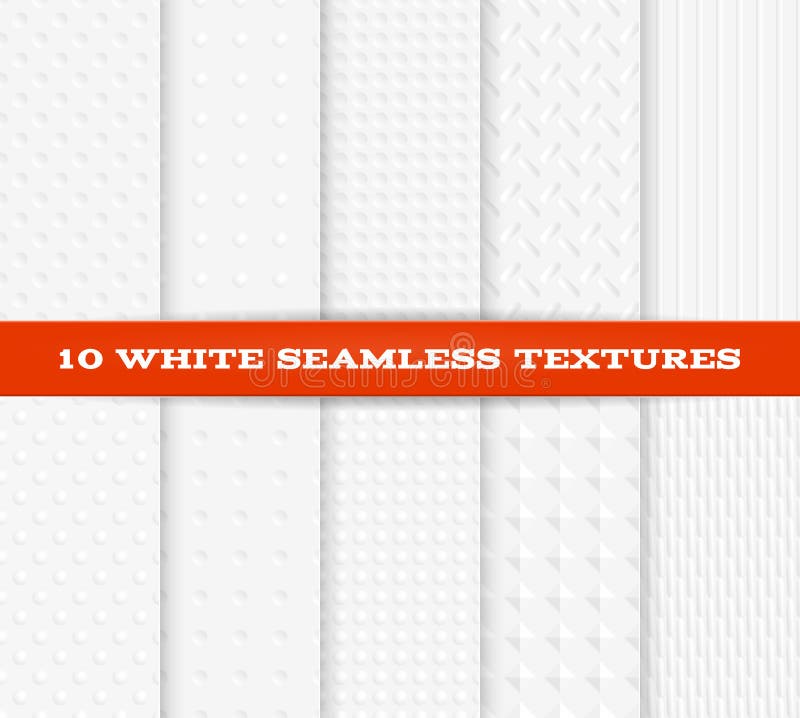 Set of Ten White Seamless Textured Patterns. Vector Illustration, Eps10 ...