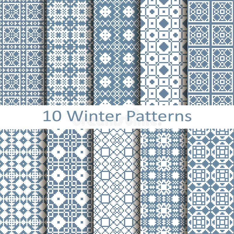 Set of ten winter patterns stock vector. Illustration of style - 62455718