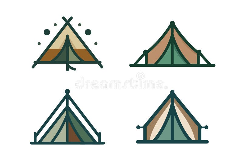 Set of Tents, Tent Icons, Vector Illustration of Tents. Stock Vector ...