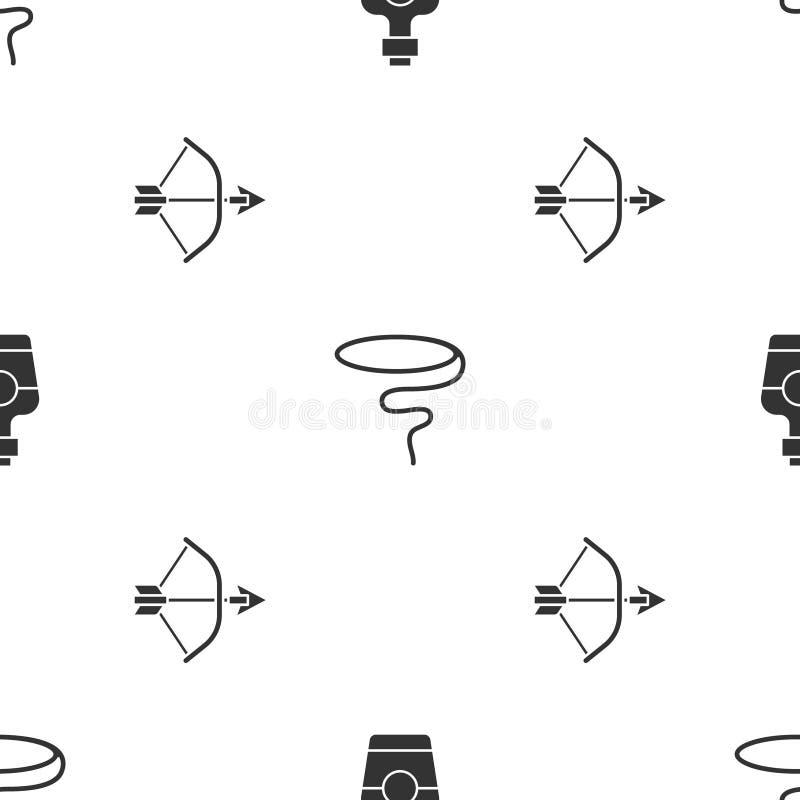 Set Tequila Bottle, Lasso and Bow and Arrow in Quiver on Seamless ...