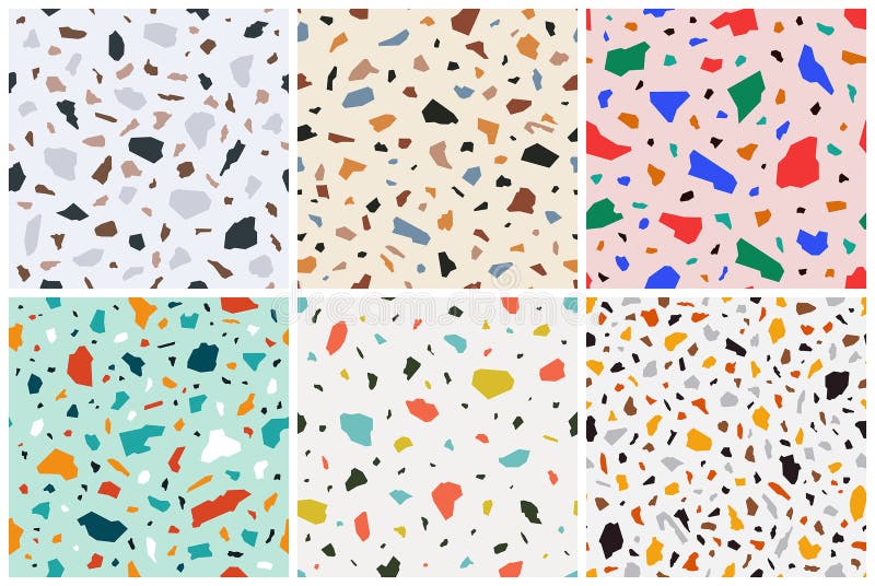 Set of Terrazzo Seamless Patterns Stock Vector - Illustration of ...