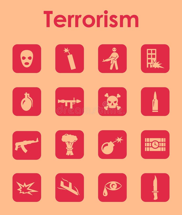 Terrorism Icons Set stock vector. Illustration of business - 55740483