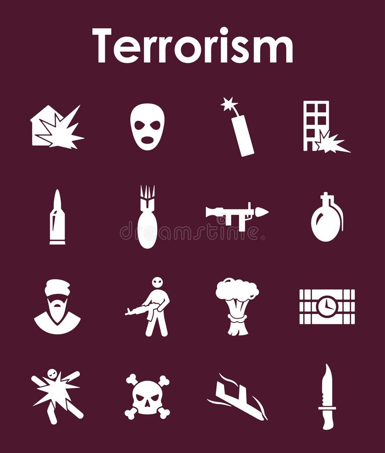TERRORISM Thin Line Icons stock vector. Illustration of damage - 108731347