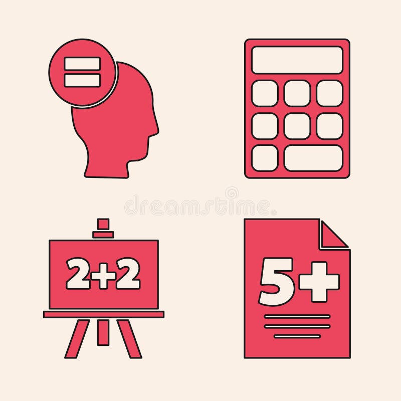 Set Test or Exam Sheet, Calculation, Calculator and Chalkboard Icon ...