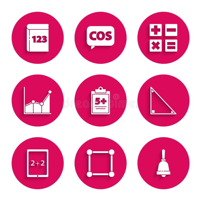 Set Test or Exam Sheet, Geometric Figure Square, Ringing Bell, Triangle ...