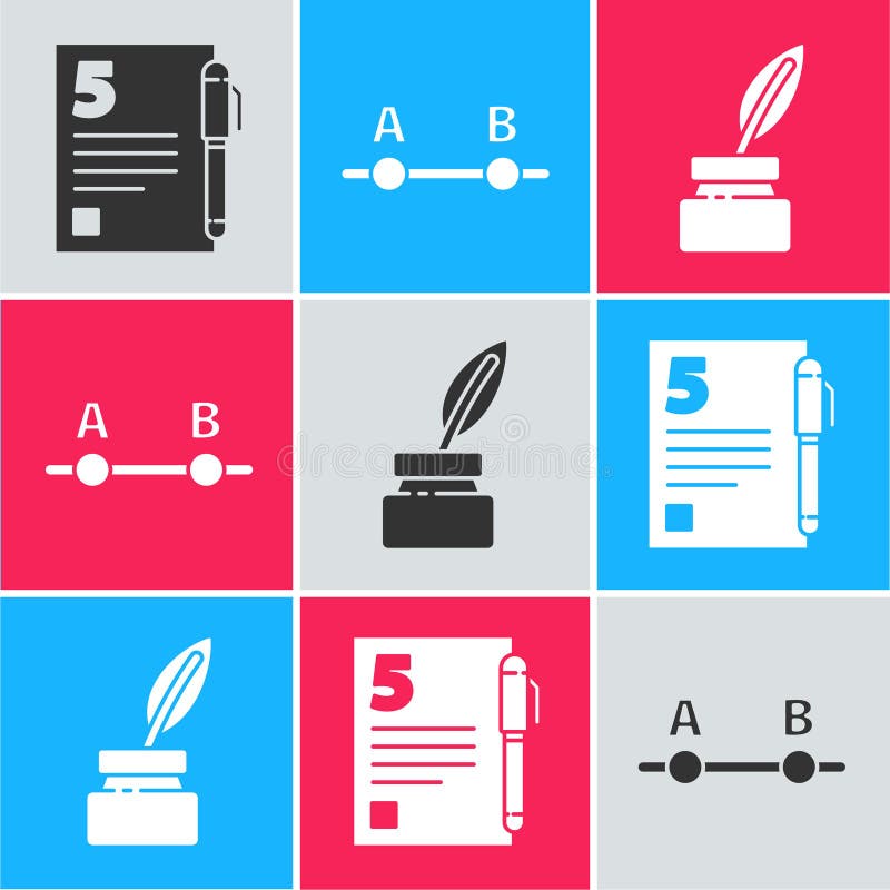 Set Test or Exam Sheet and Pen, Graph, Schedule, Chart, Diagram and ...