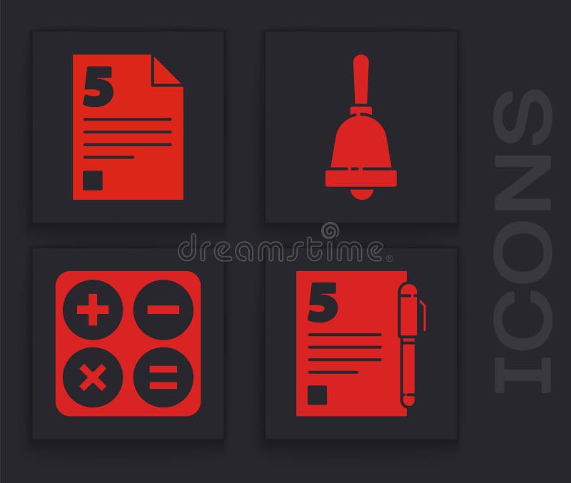 Set Test or Exam Sheet and Pen, Test or Exam Sheet, Ringing Bell and ...
