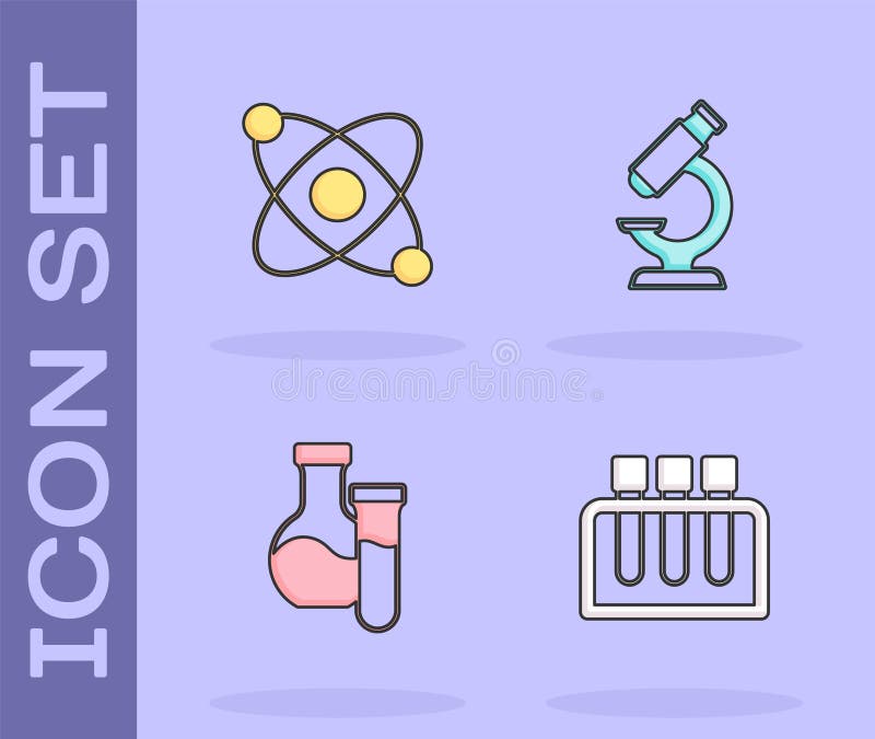 Set Test Tube, Atom, and Microscope Icon. Vector Stock Vector ...