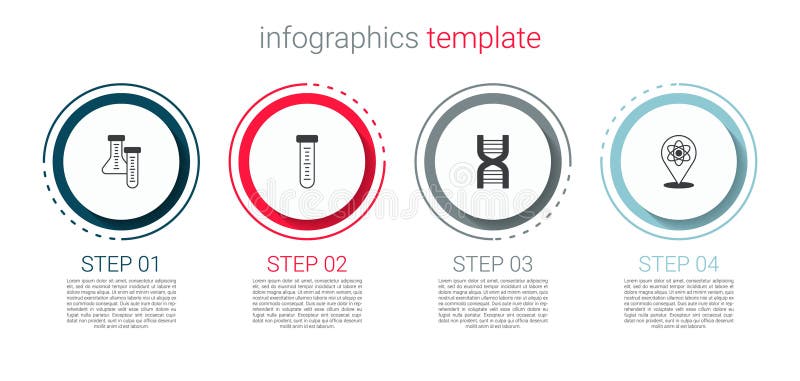 Set Test Tube, DNA Symbol and Atom. Business Infographic Template ...