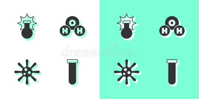 Set Test Tube and Flask, Chemical Explosion, Bacteria and Formula for ...