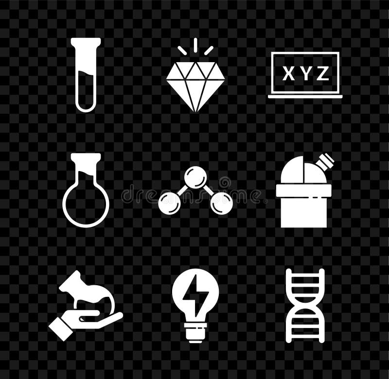 Set Test Tube and Flask, Diamond, XYZ Coordinate System, Light Bulb ...