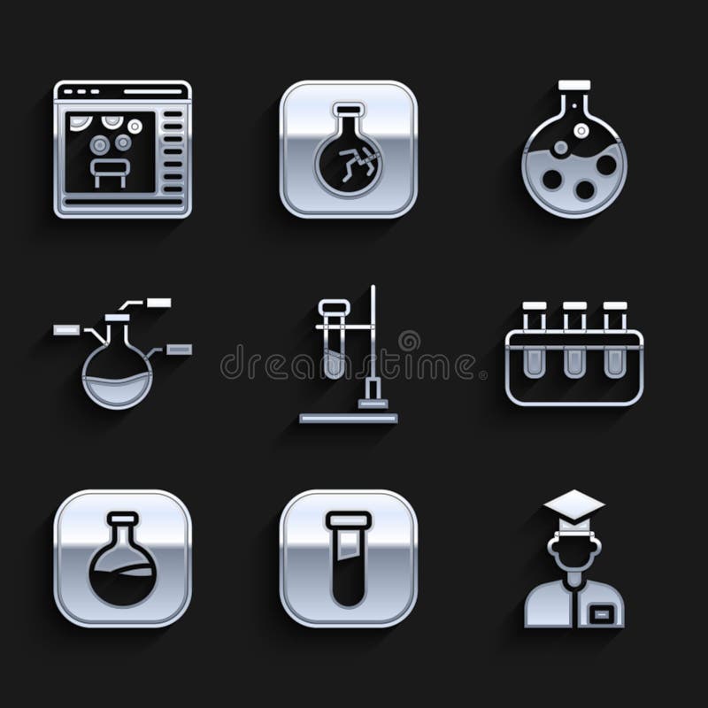 Set Test Tube Flask on Fire, and, Laboratory Assistant, and Chemical ...