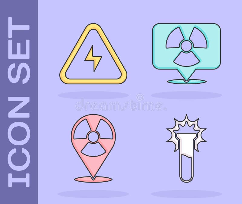 Set Test Tube and Flask, High Voltage, Radioactive in Location and ...