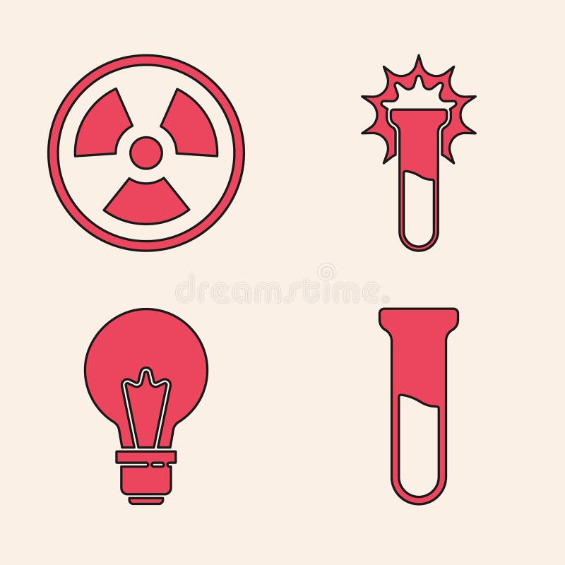 Set Test Tube and Flask, Radioactive, Test Tube and Flask and Light ...