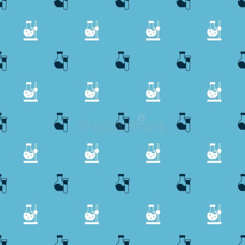 Set Test Tube and Flask on Stand on Seamless Pattern. Vector Stock ...