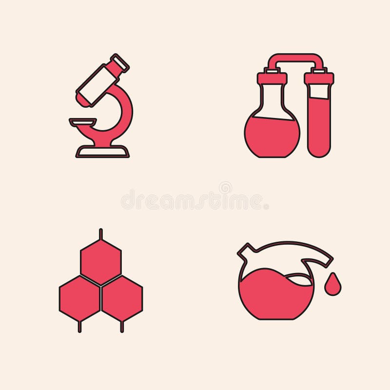 Set Test Tube, Microscope, and Chemical Formula Icon. Vector Stock ...