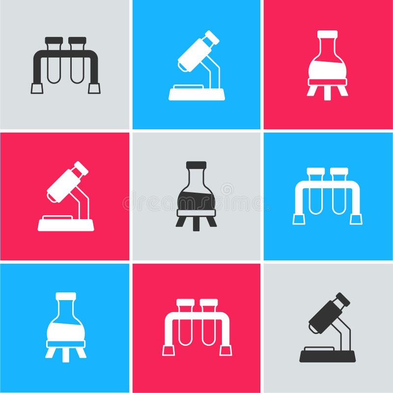 Set Test Tube, Microscope and Icon. Vector Stock Vector - Illustration ...