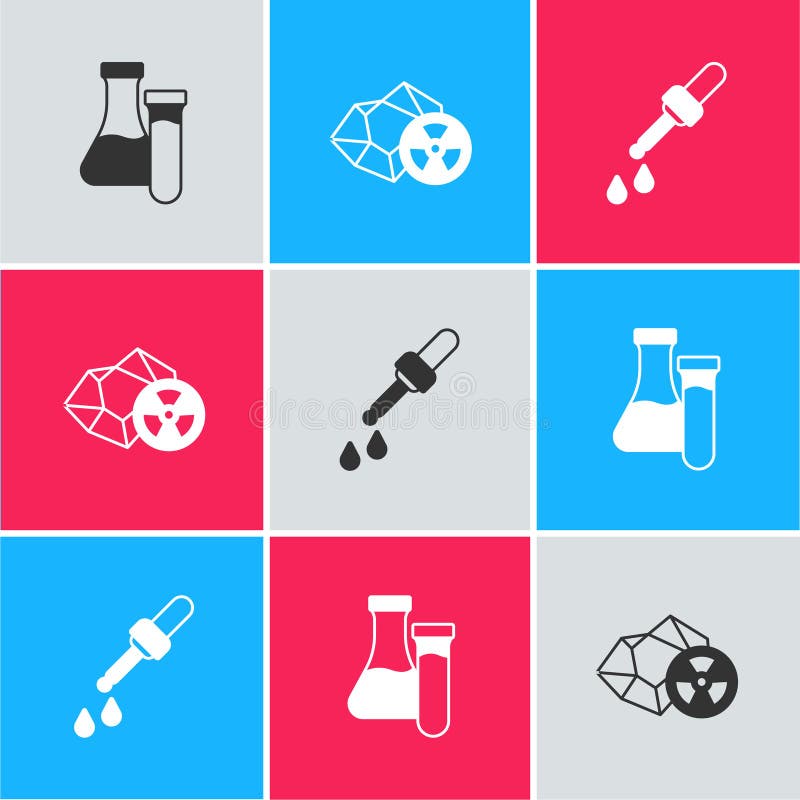 Set Test Tube, Radioactive and Pipette Icon. Vector Stock Illustration ...