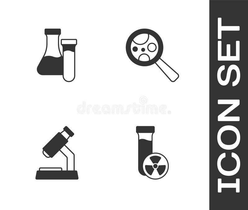 Set Test Tube with Toxic Liquid, Microscope and Microorganisms Under ...
