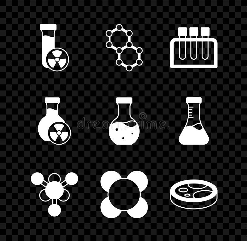 Set Test Tube with Toxic Liquid, Molecule, Petri Dish Bacteria, and ...