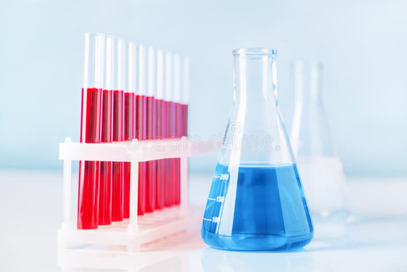 Set of Test Tubes and Flask Stock Photo - Image of health, flask: 218277216