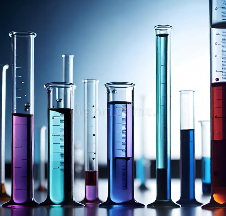 Set of Test Tubes on a Laboratory Table with Multi-colored Samples ...