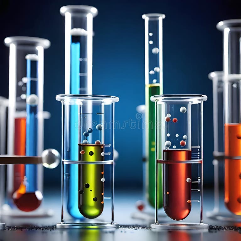 Set of Test Tubes on a Laboratory Table with Multi-colored Samples ...