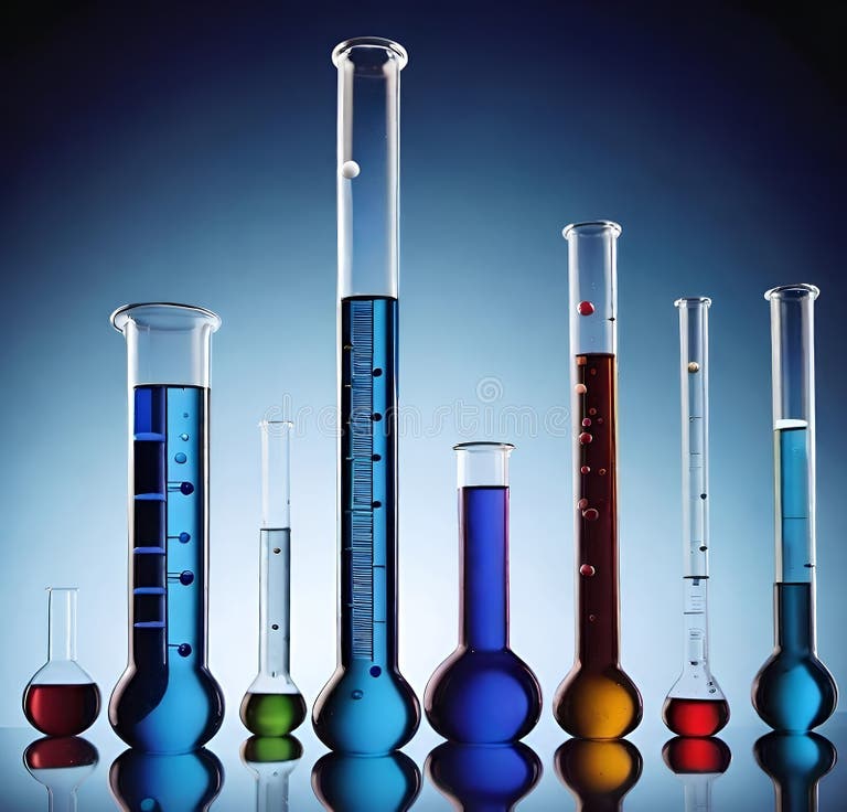 Set of Test Tubes on a Laboratory Table with Multi-colored Samples ...