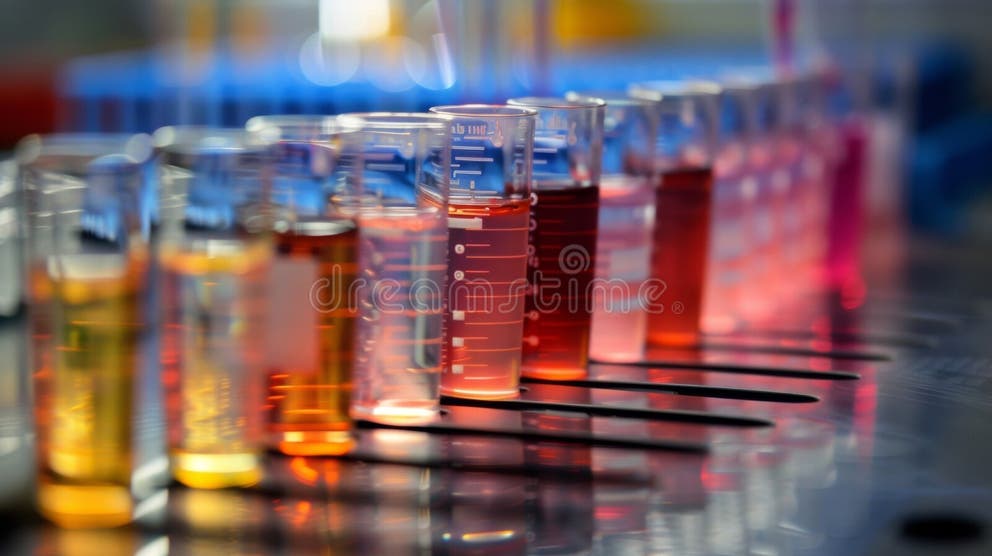 A Set of Test Tubes Lined Up on a Lab Bench Each Containing a Different ...